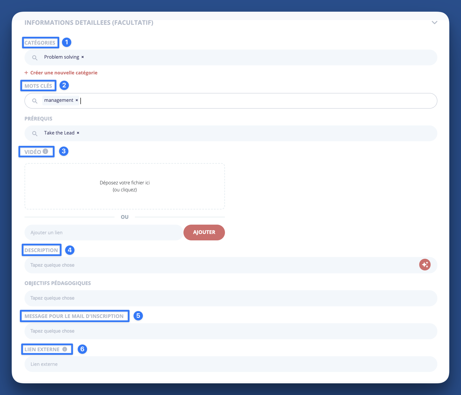 Guide de la Création et la Gestion des Formations – Rise Up Support