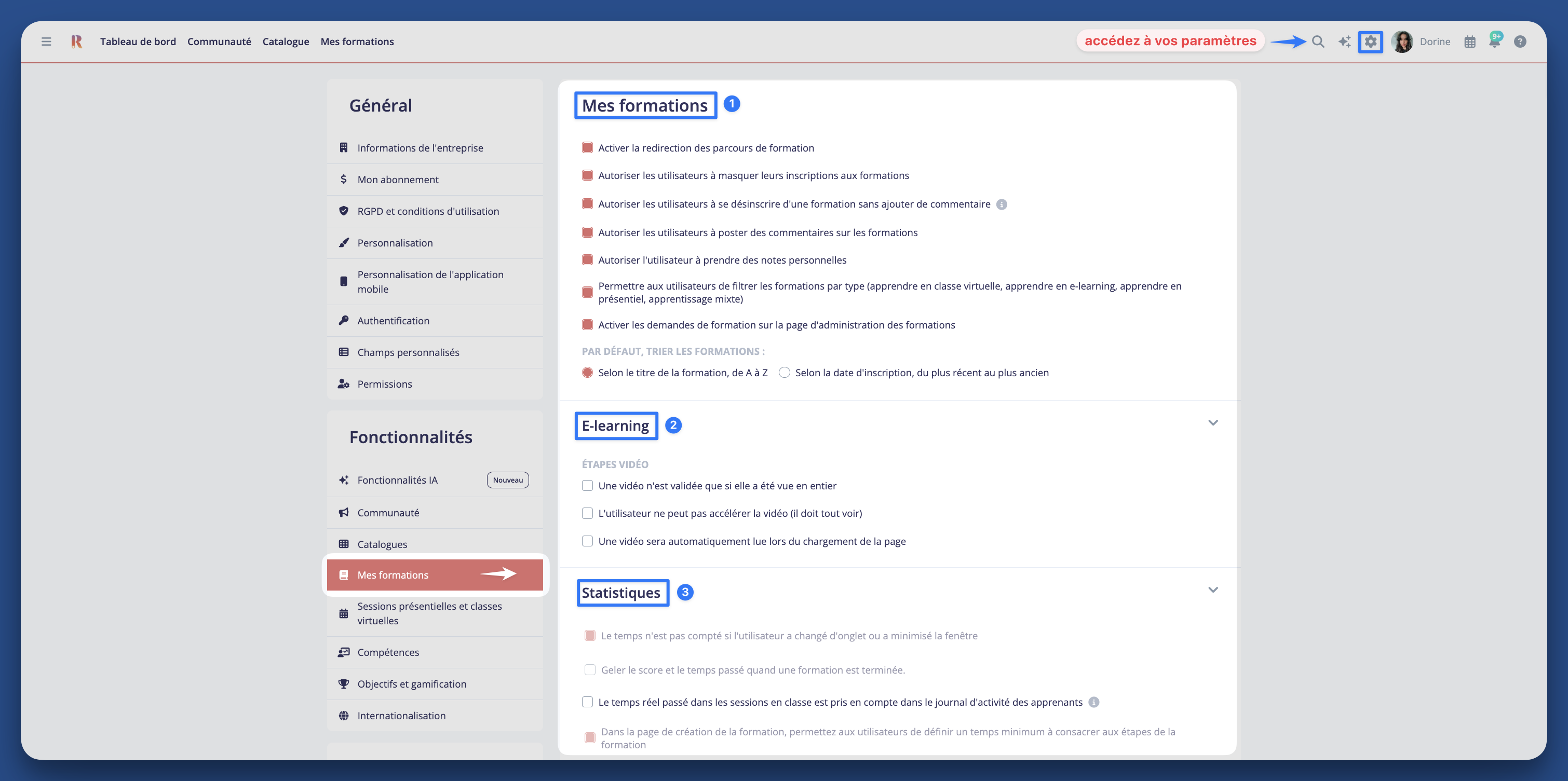 Guide de la Création et la Gestion des Formations – Rise Up Support